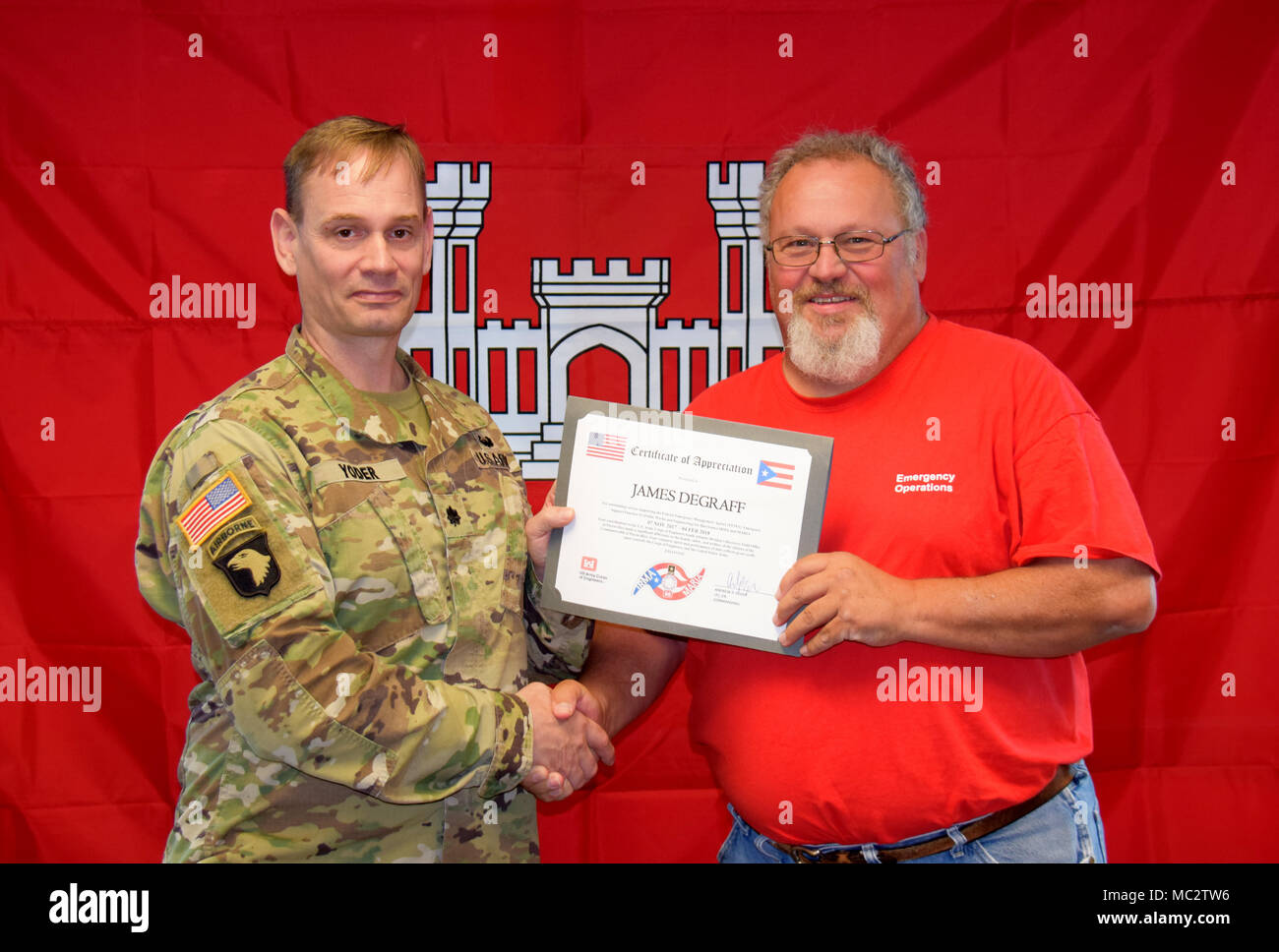 Recovery Field Office(RFO)-Puerto Rico Commander Lt. Col. Andrew P. Yoder (left) recognized ...