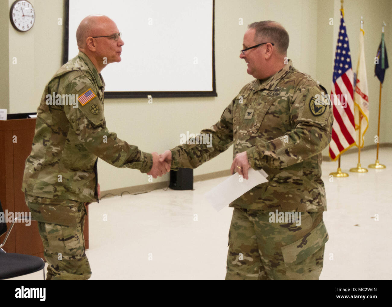 U.S. Army Reserve Element European Command Col. Timothy Coon (right ...