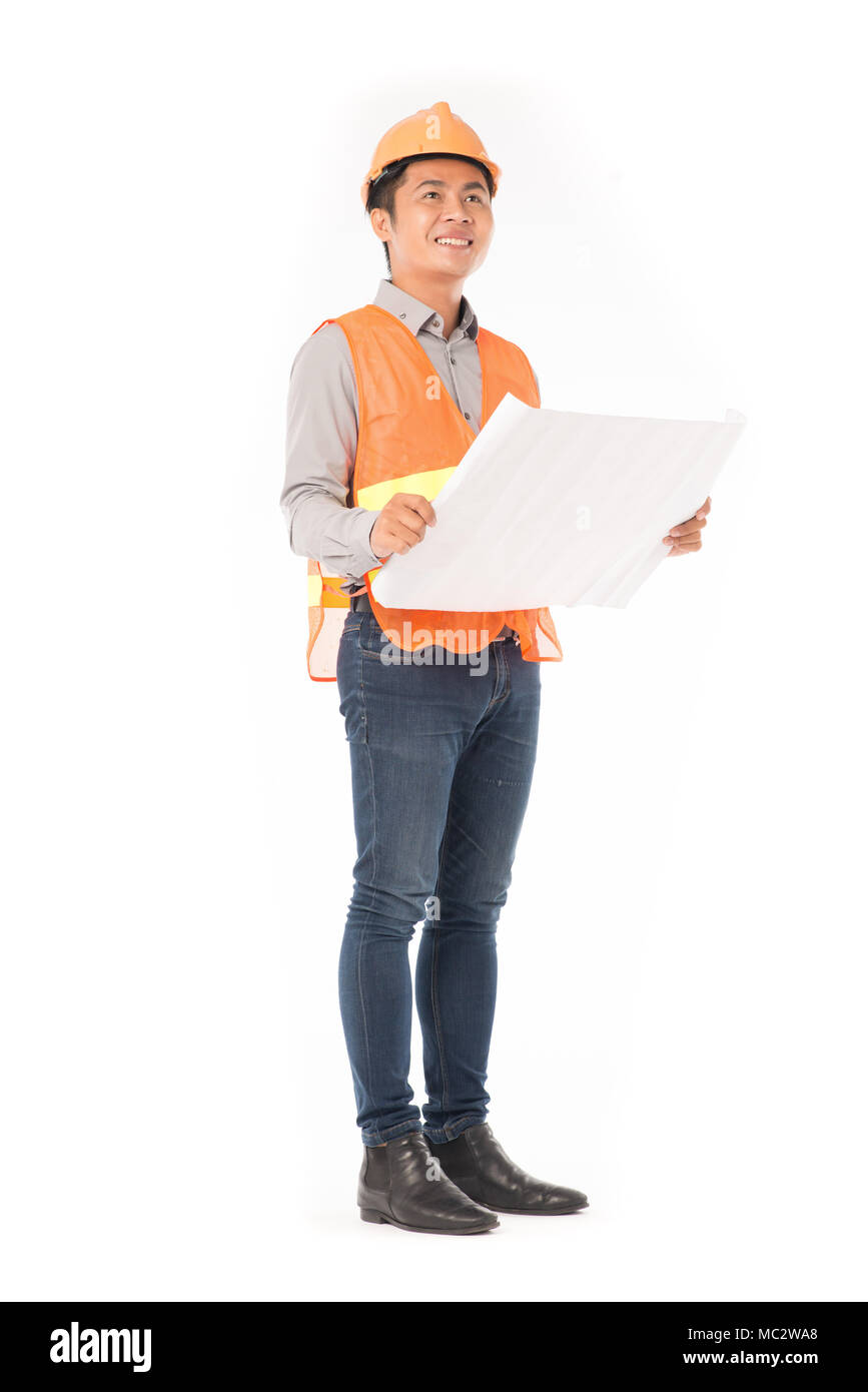Male worker in orange uniform hi-res stock photography and images - Alamy