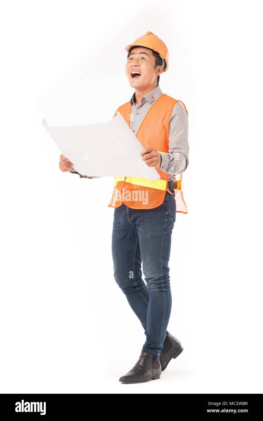 Male worker in orange uniform hi-res stock photography and images - Alamy