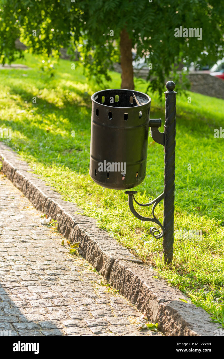 trash can on the street Stock Photo - Alamy