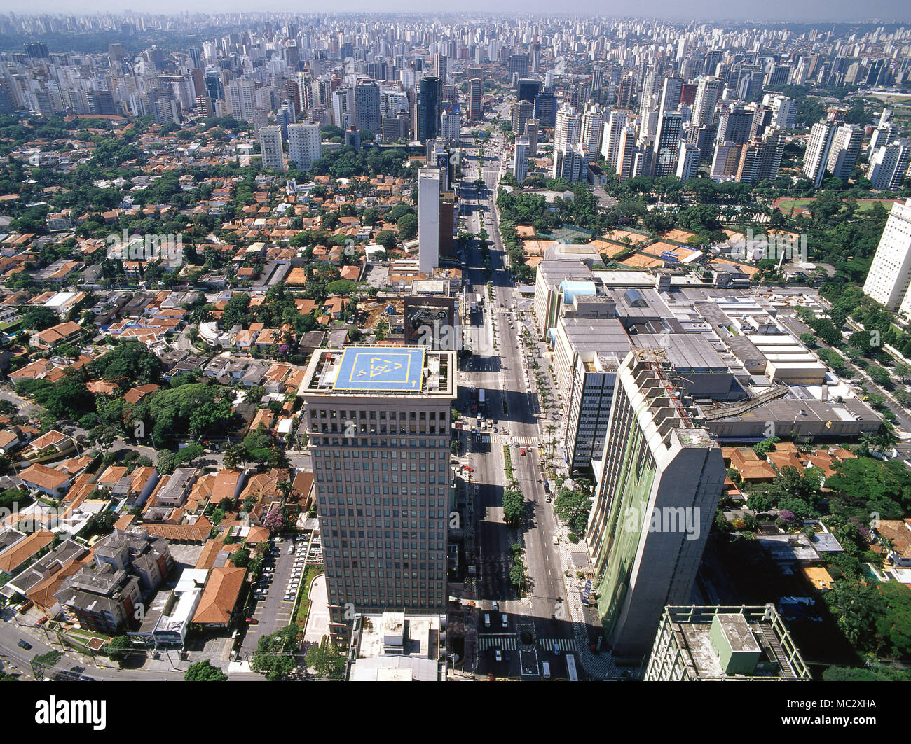 Aerial view, Brigadeiro Faria Lima Avenue, Sao Paulo, Brazil Stock ...