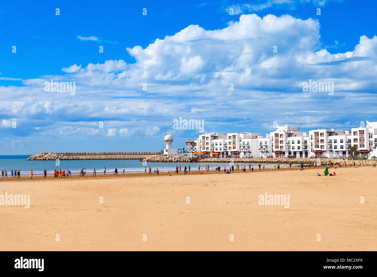 Agadir main beach in Agadir city, Morocco. Agadir is a major city in ...