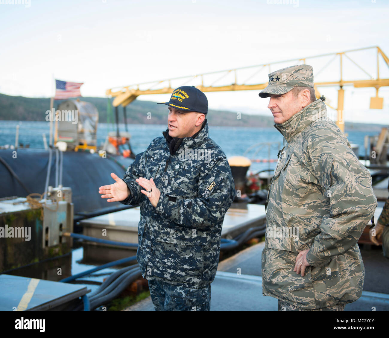 BANGOR, Wash. (Jan. 27, 2018) - Cmdr. Kevin Macy, commanding officer ...