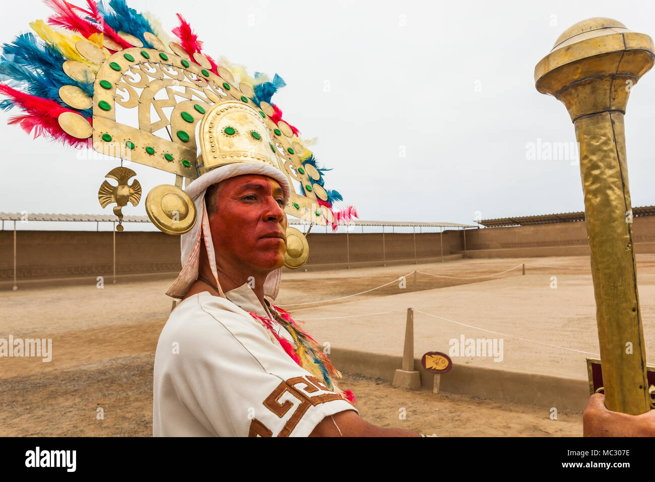 TRUJILLO, PERU - August 3: Representation of the great lord Chimu, pre ...