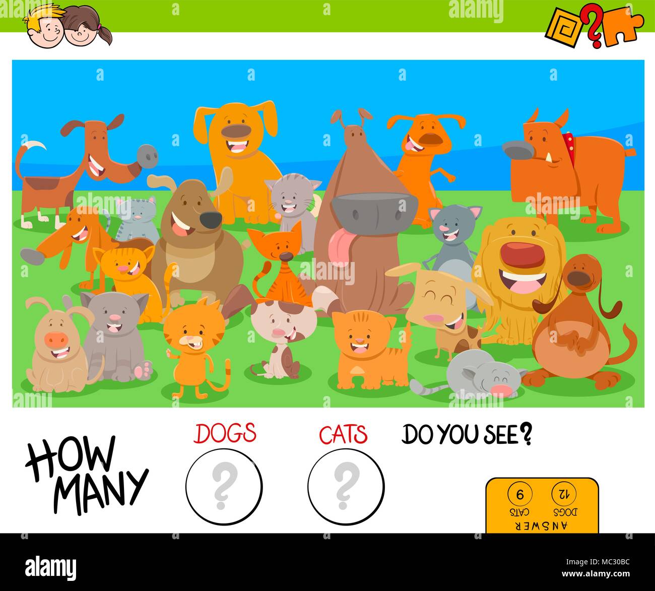 Cartoon Illustration of Educational Counting Game for Children with ...