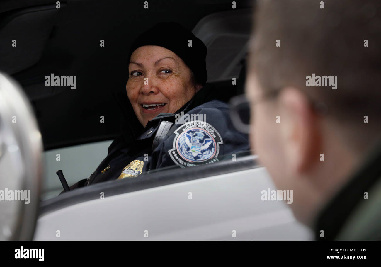 Supervisory Customs and Border Protection Officer Rose Wood talks with ...
