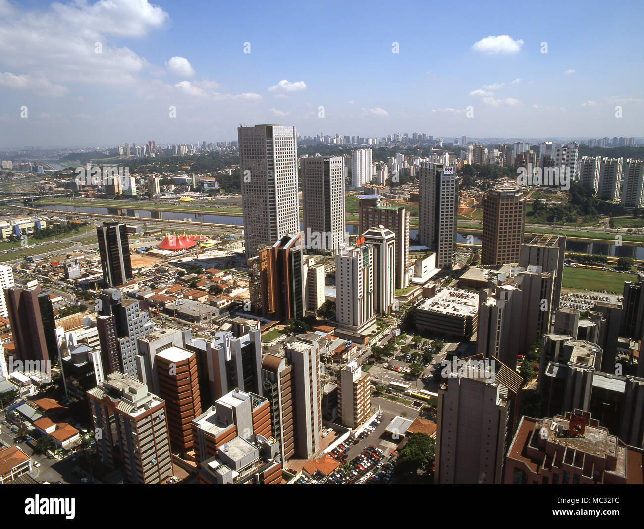 Aerial view, Avenida Luis Carlos Berrini, Vila Olimpia, Sao Paulo ...
