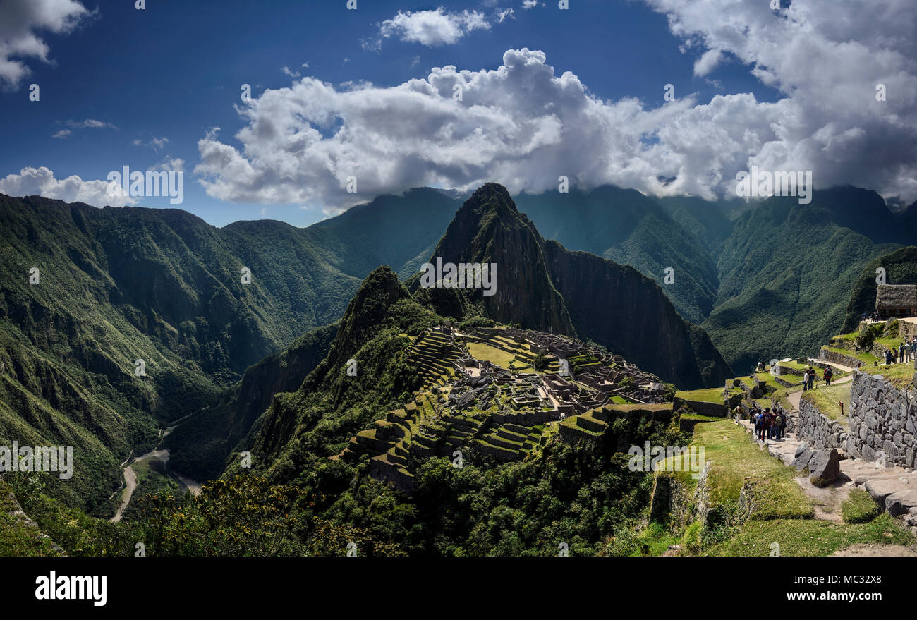 Machu Picchu Peru - View on a mountain ruins with Stock Photo - Alamy