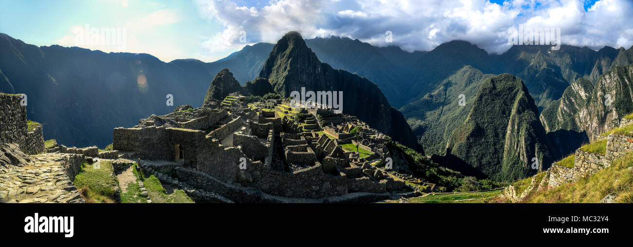 Machu Picchu Peru - Panoramic View on a mountain Stock Photo - Alamy
