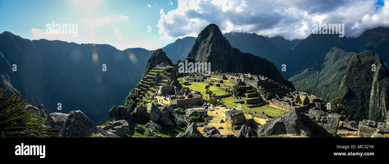 Machu Picchu Peru - View on a mountain ruins with Stock Photo - Alamy