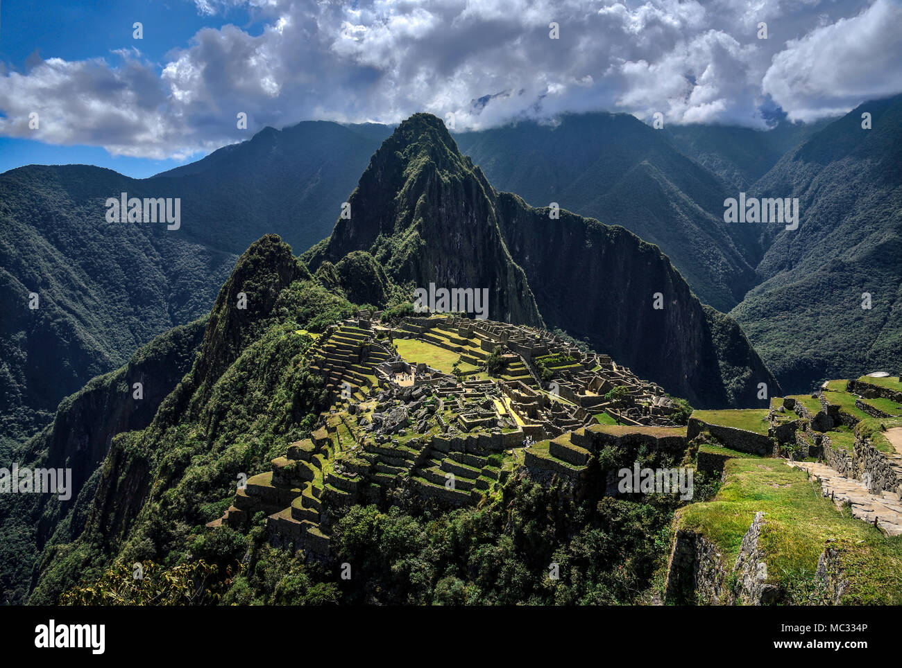 Machu Picchu Peru - View on a mountain peak Stock Photo - Alamy