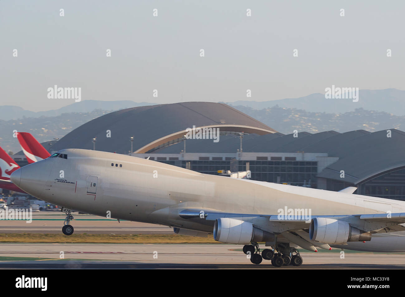 Unmarked Atlas Air, Boeing 747-400F Cargo Jet Lifting Off From Los ...