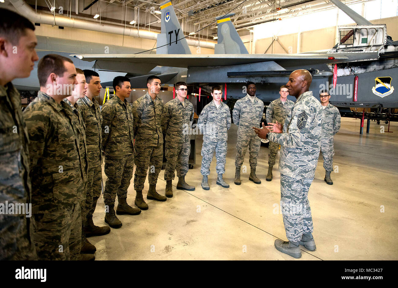 Chief Master Sgt. of the Air Force Kaleth O. Wright talks to 363rd ...