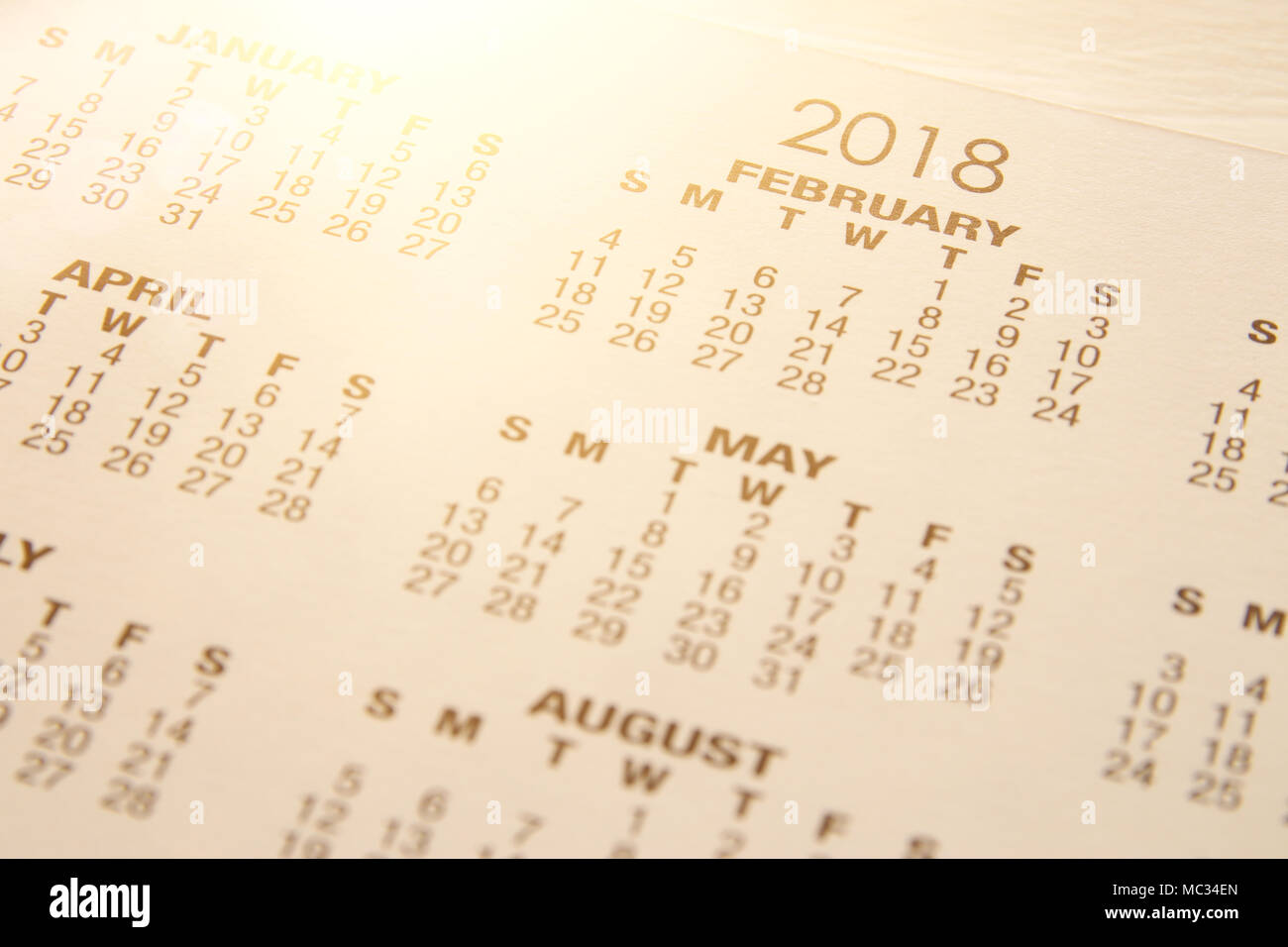 2018 calendar diary hi-res stock photography and images - Alamy