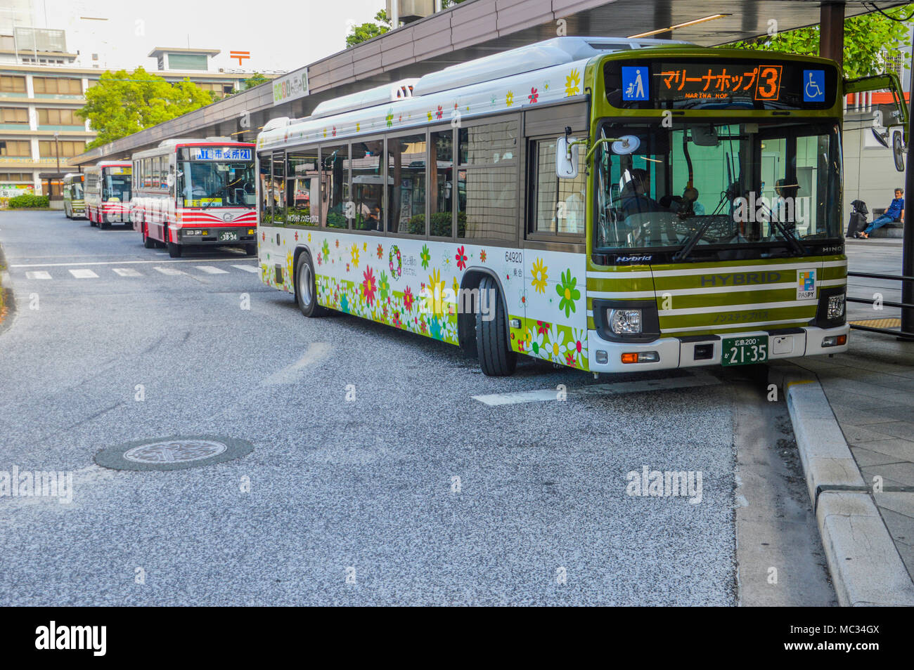 Bus Stop At Hiroshima Japan Stock Photo - Alamy