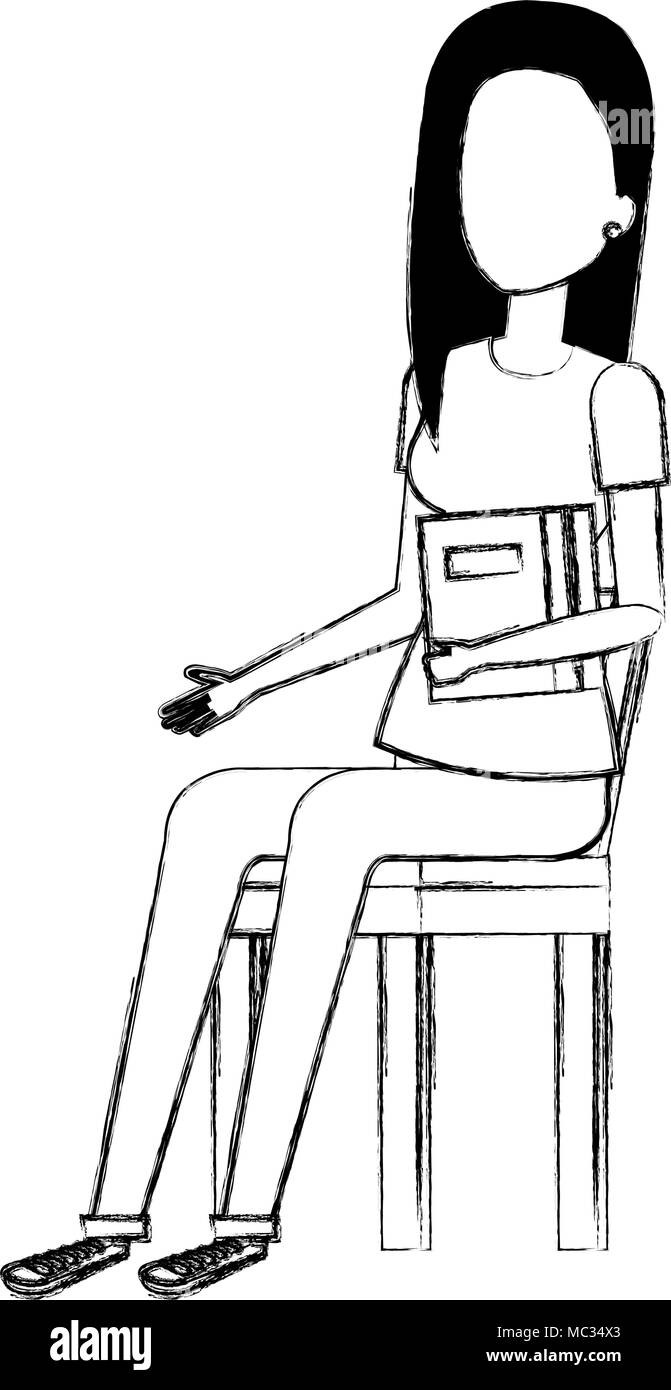woman student sitting in chair avatar character Stock Vector Image ...