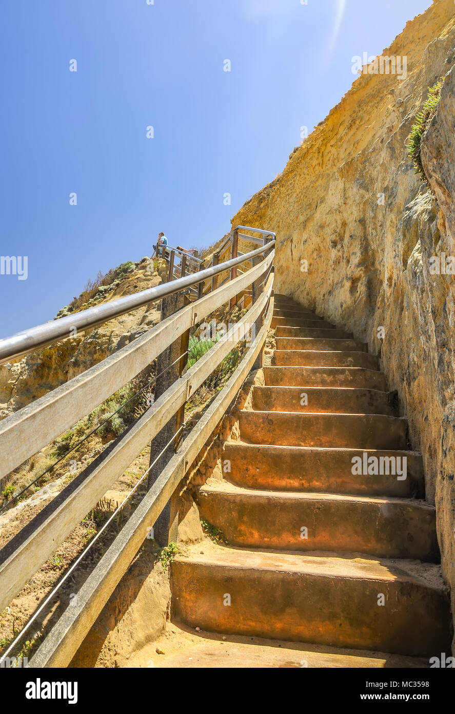 Descent of the stairs to the beach to the Pacific ocean near the 12 ...