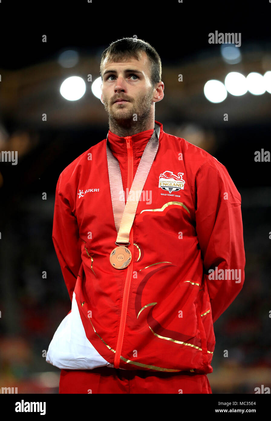 England's Luke Cutts celebrates with the bronze medal in the Men's Pole ...