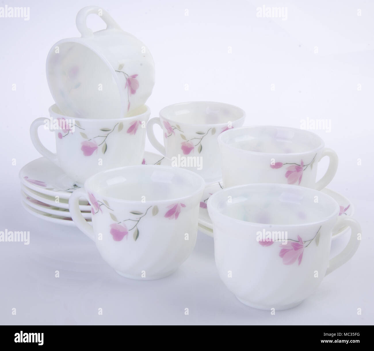 tea pot set, Porcelain tea pot and cup on white background Stock Photo ...
