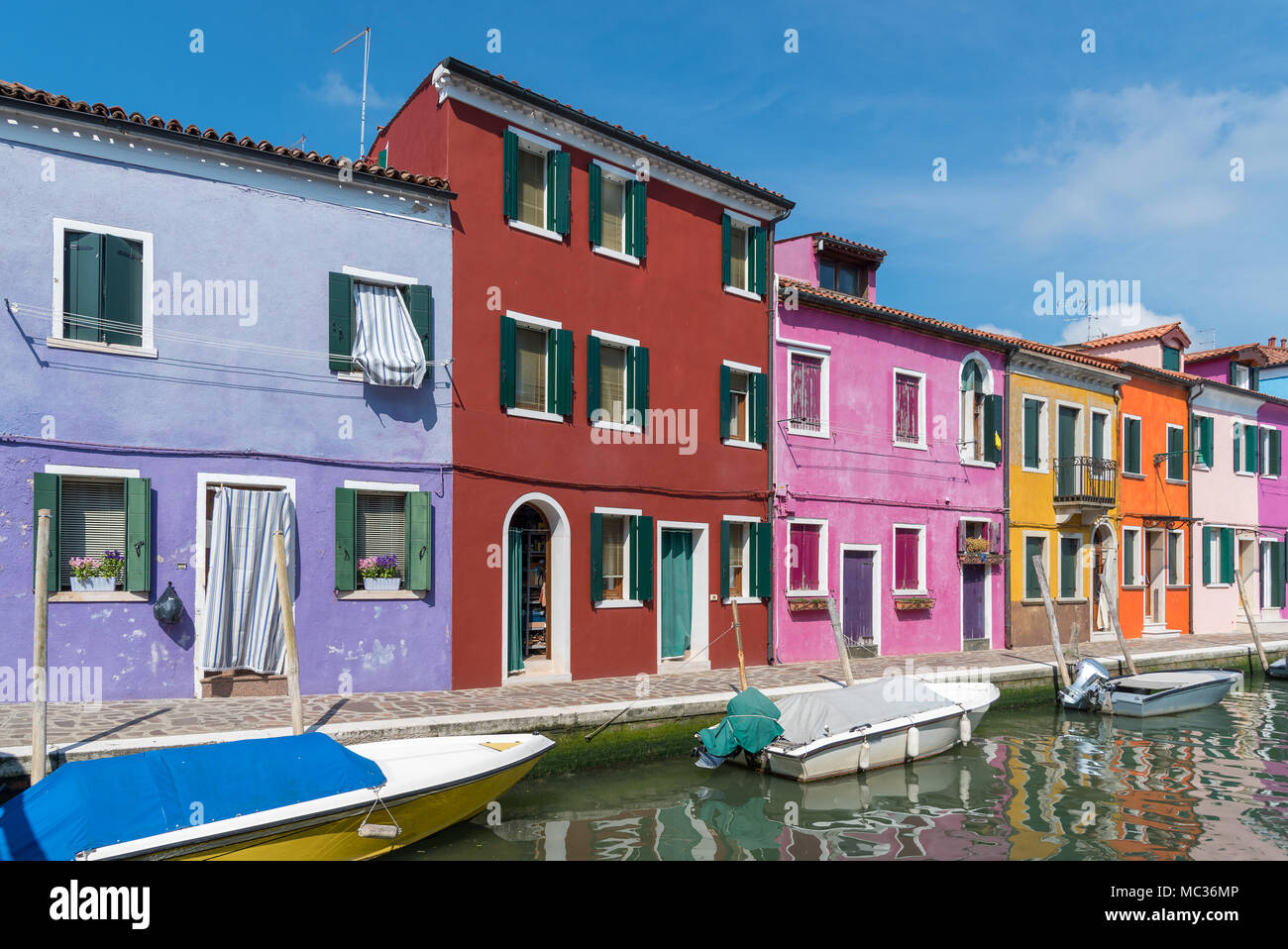 colorful houses of Burano island, Venice, Italy Stock Photo - Alamy