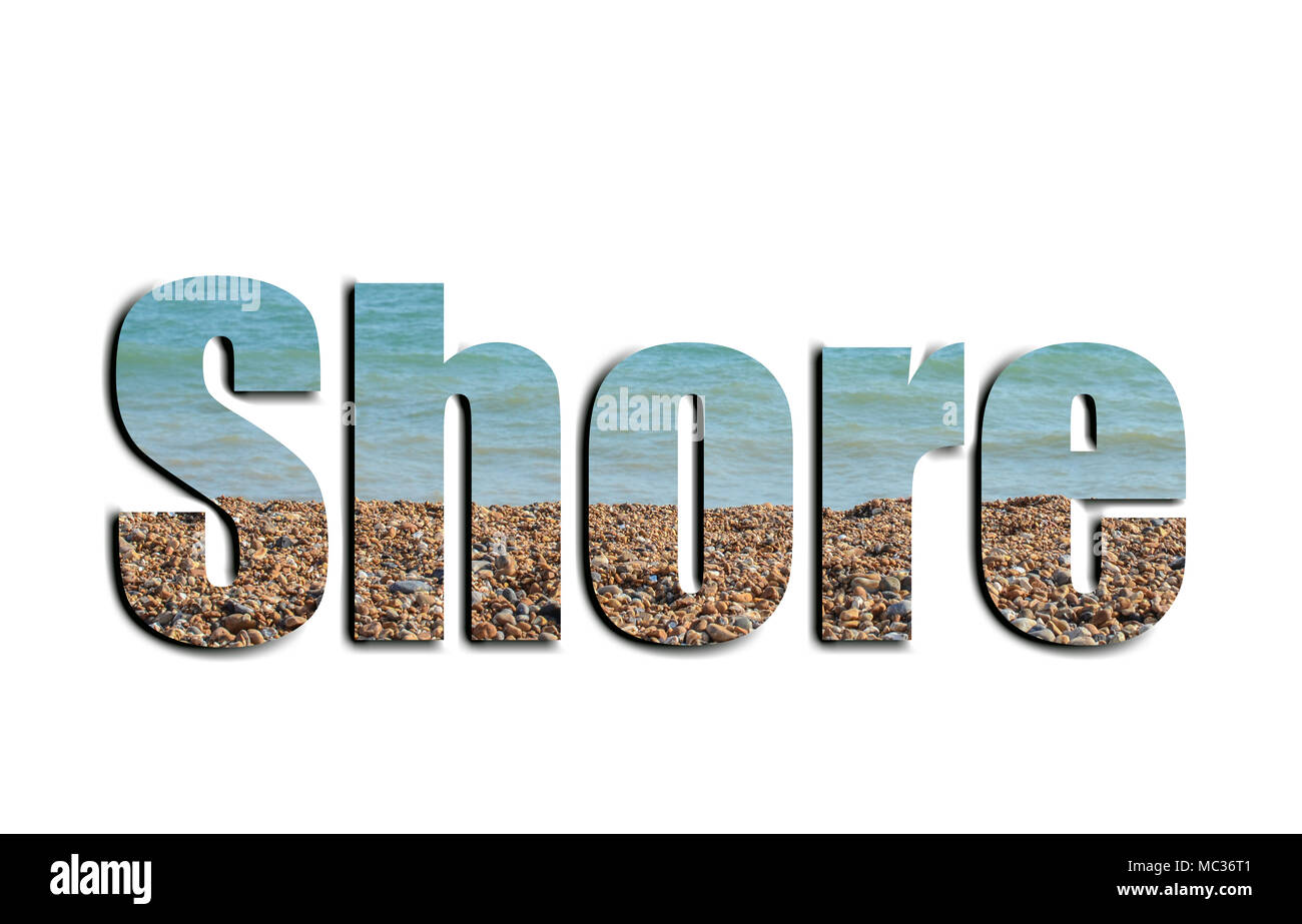 Shore and beach scene word cut out Stock Photo - Alamy