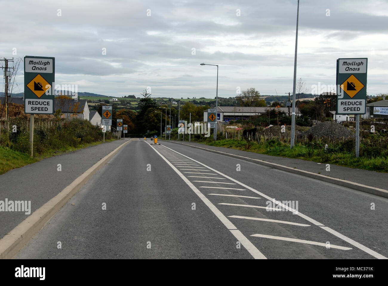 A lot of road signs to read in Ireland Stock Photo - Alamy