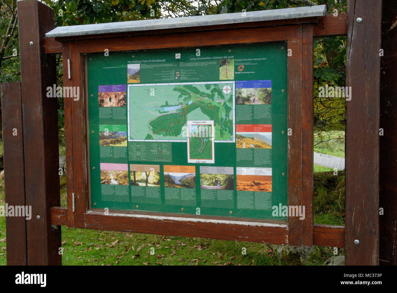 A tourist map of Glendalough and the valley of two lakes in the Wicklow ...