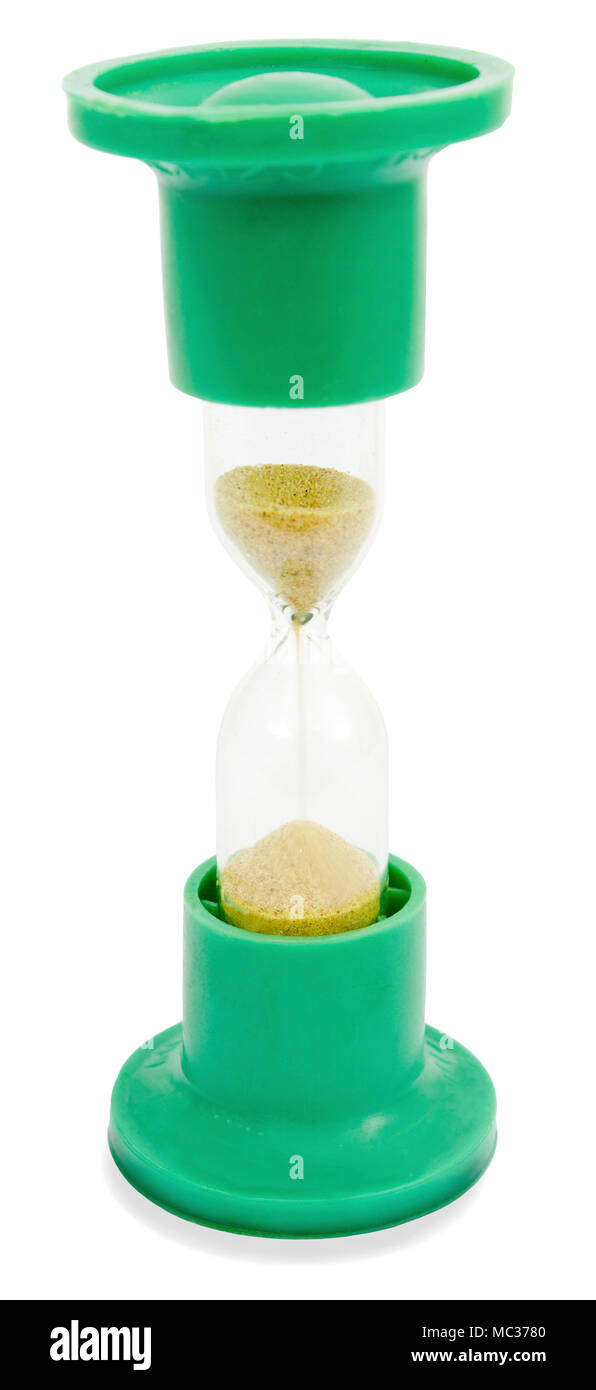 Small sand-glass on a white background Stock Photo - Alamy