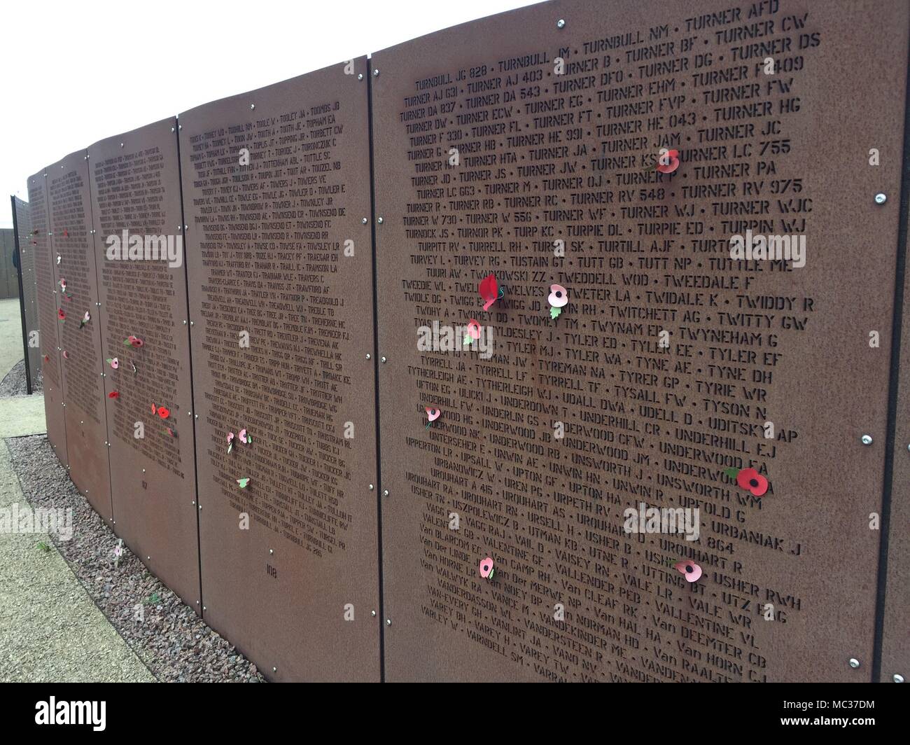 A wall of names at the International Bomber Command Centre in Lincoln ...