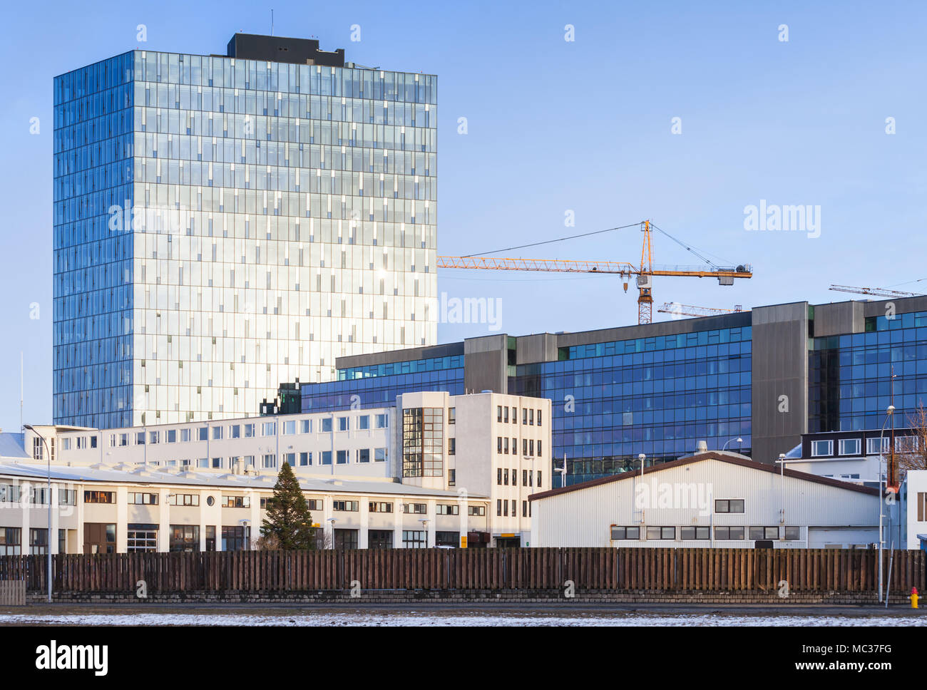 Cityscape of Reykjavik, capital city of Iceland. Street view with ...