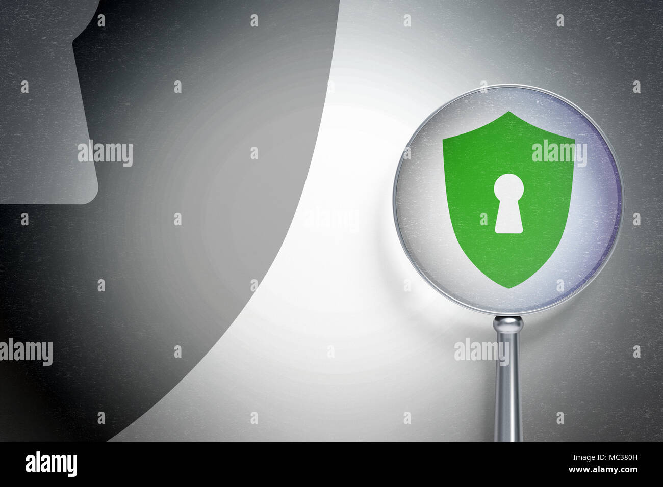 Protection concept: Shield With Keyhole with optical glass on digital ...