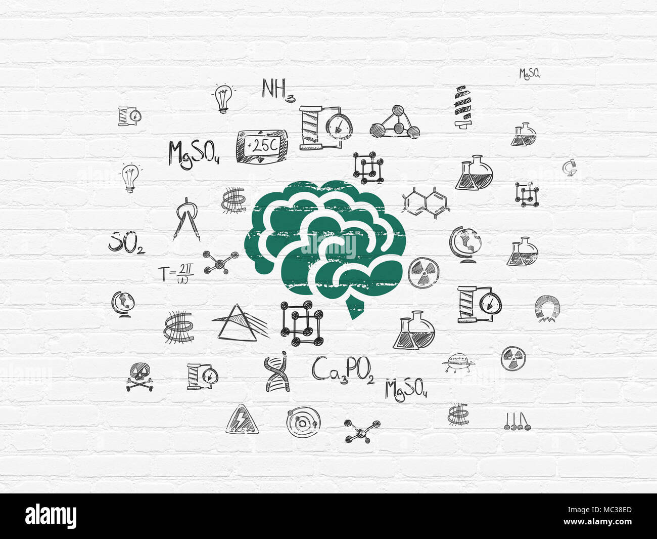 Science concept: Brain on wall background Stock Photo - Alamy