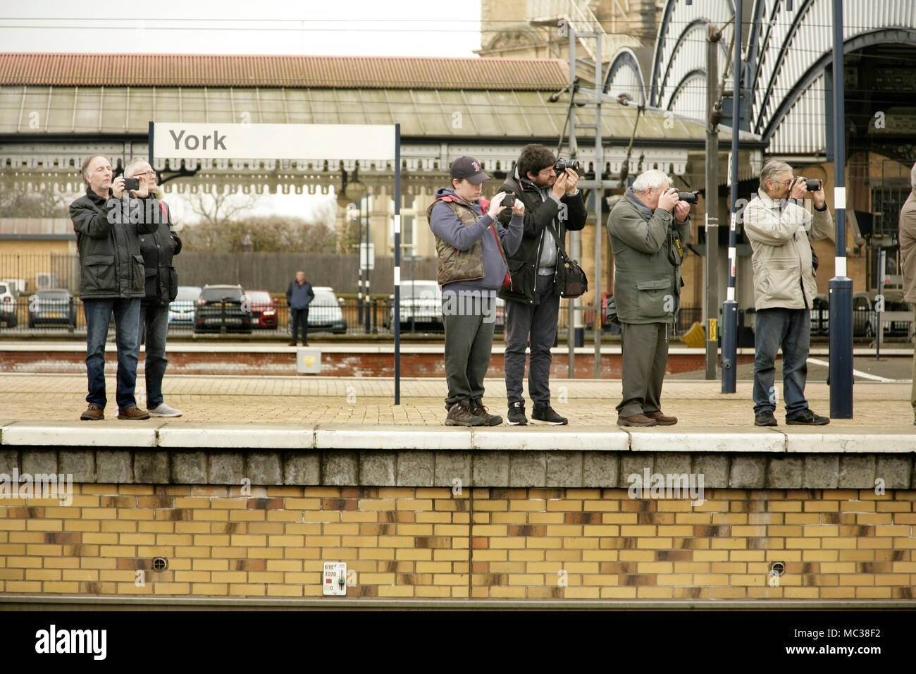 Rail enthusiasts at York station, UK Stock Photo - Alamy