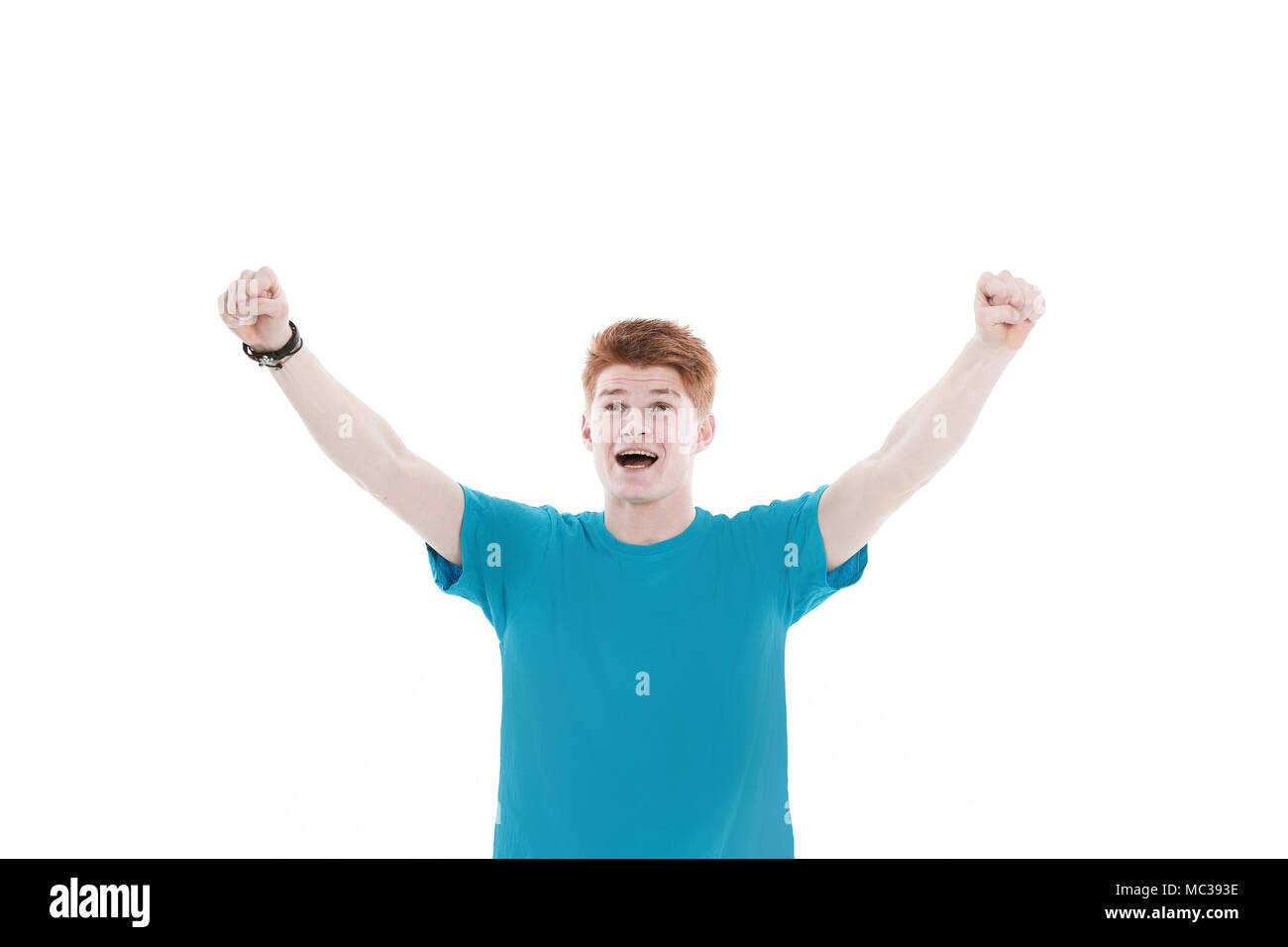 very happy modern guy showing his success Stock Photo - Alamy