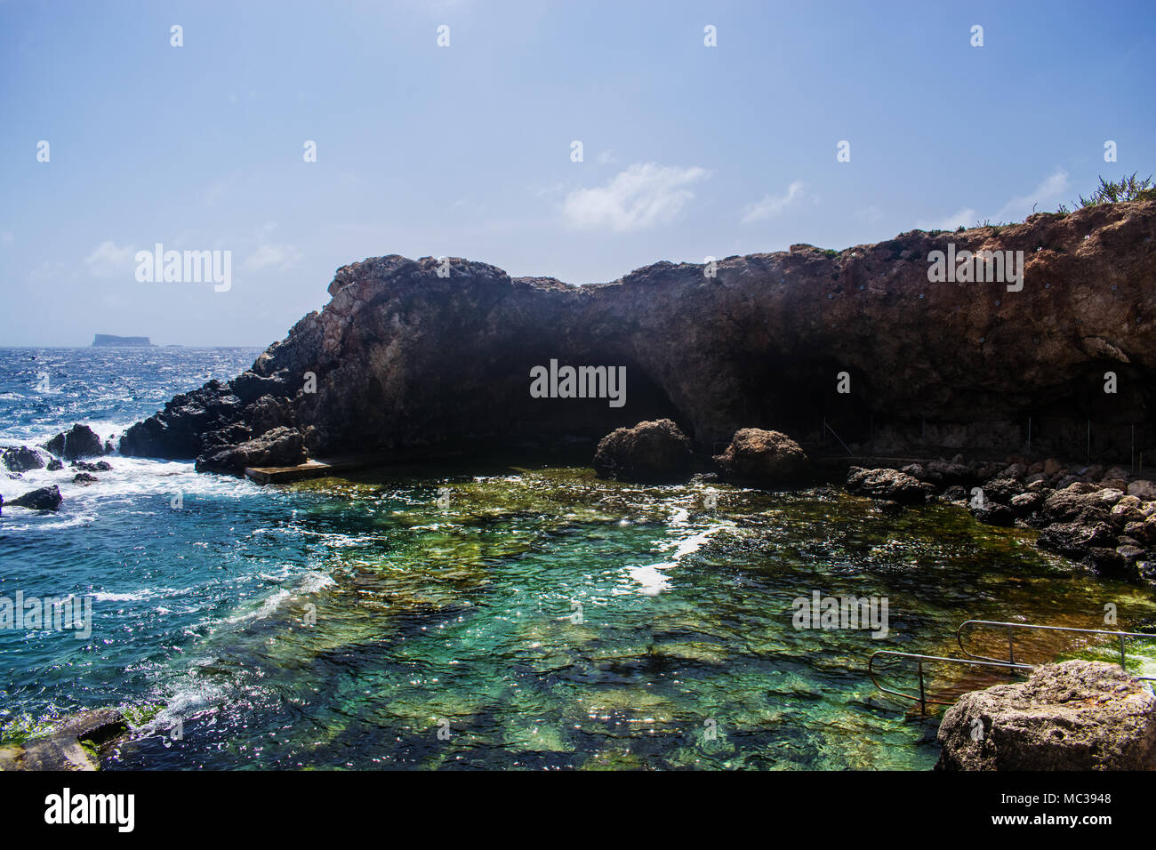 The Cave of Ghar Lapsi in Siggiewi, Malta Stock Photo - Alamy