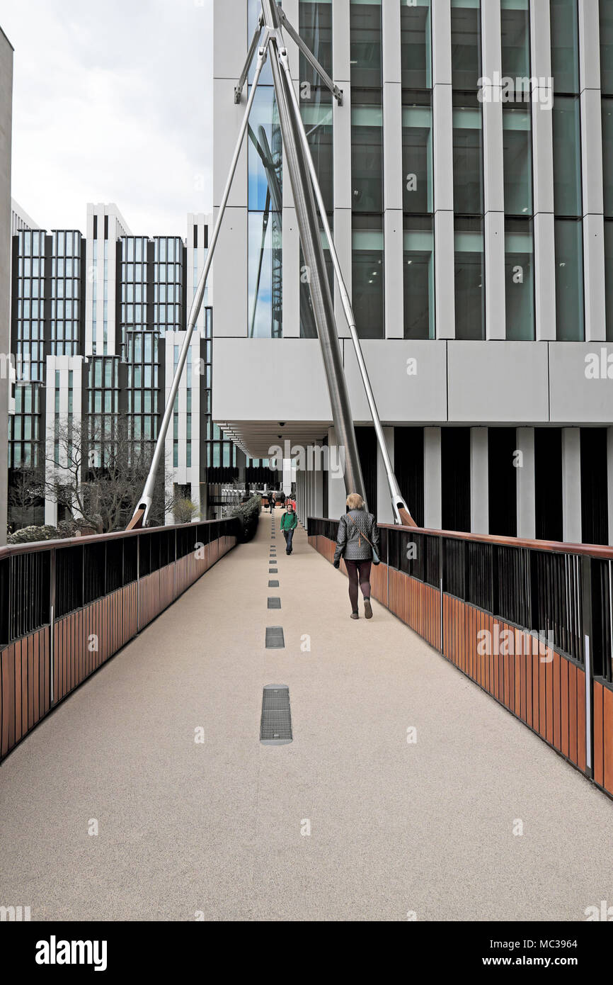 St Alphage highwalk new pedestrian walkway on the first day of opening ...