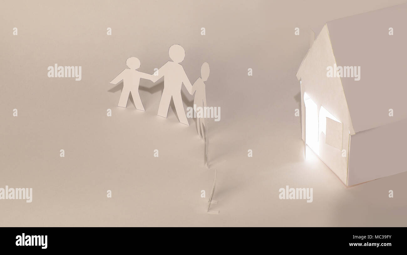 men made of paper and paper house Stock Photo - Alamy