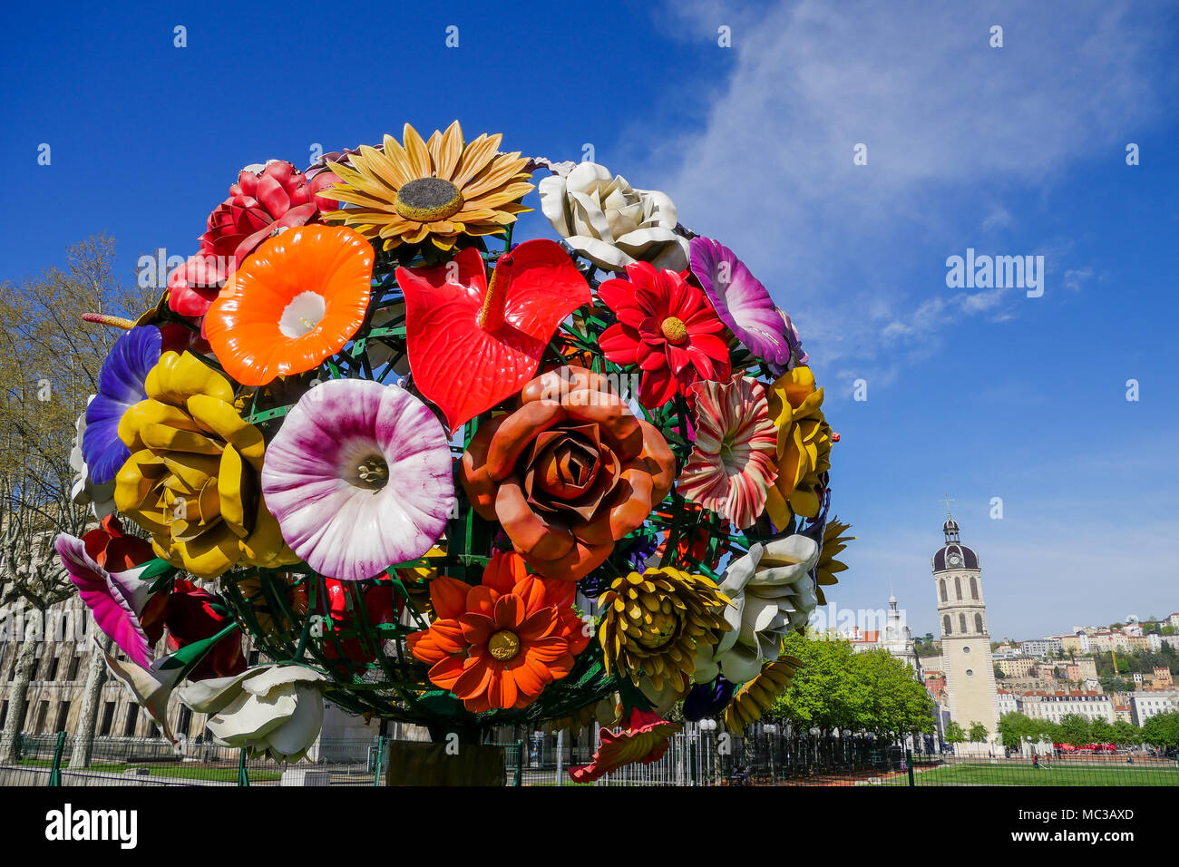 The Fower tree by corean artist Jeong Hwa Choi, Lyon, France Stock ...