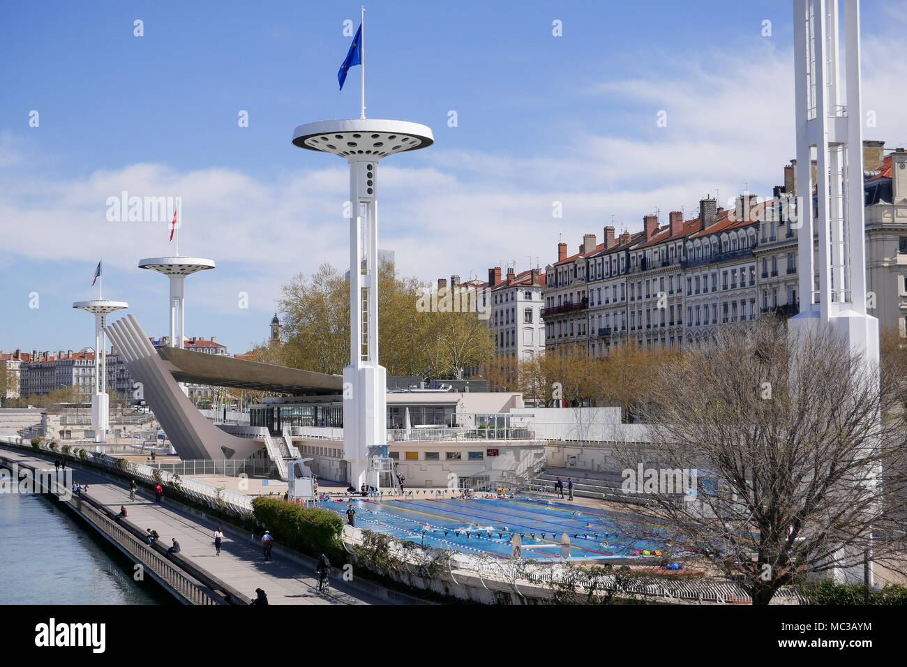 Rhone river swimming pool, Lyon, France Stock Photo - Alamy