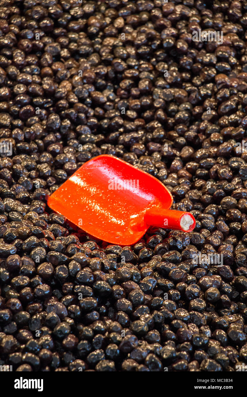 Turkish style prepared olives in the market stands Stock Photo - Alamy
