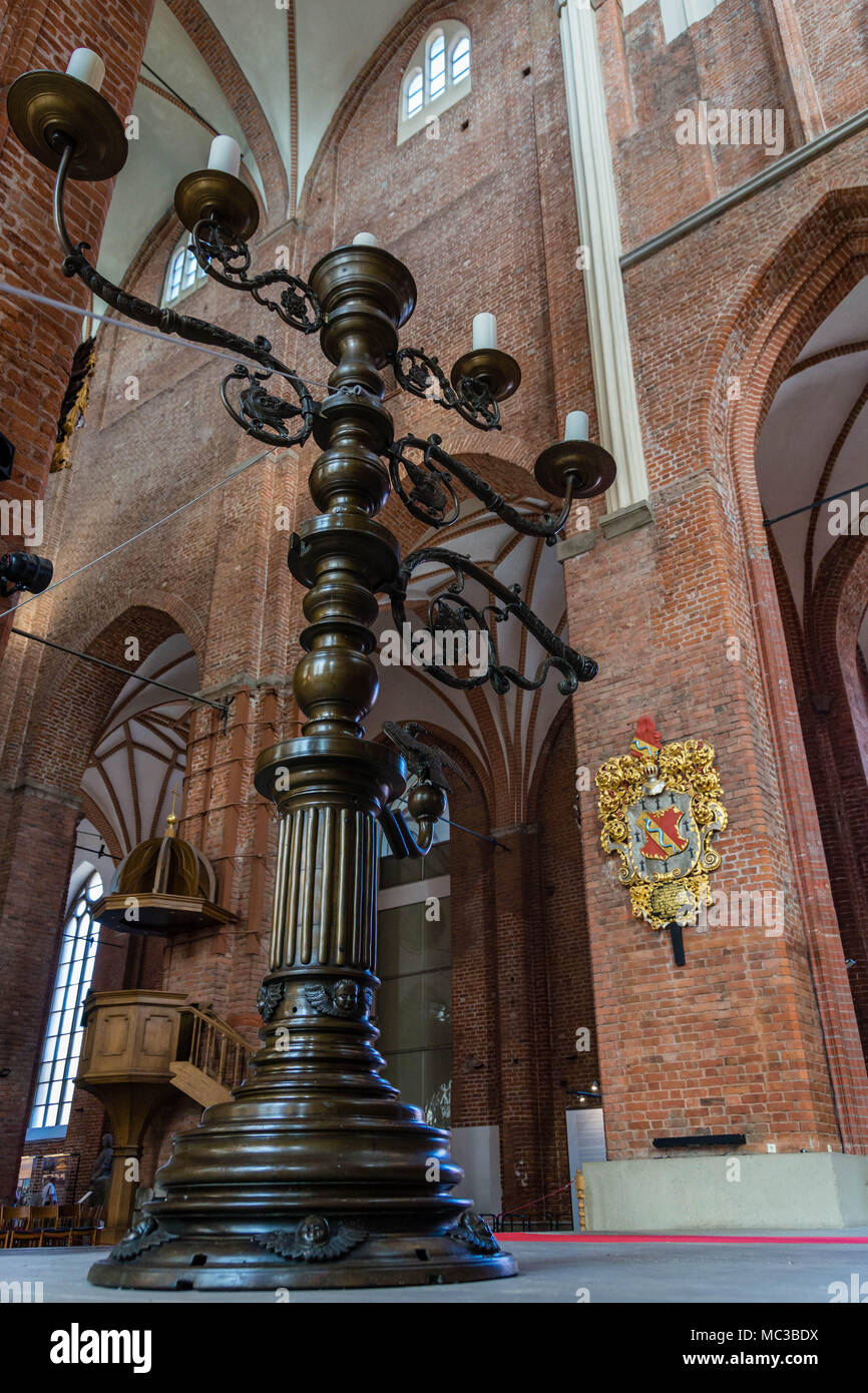 The austere brick interior of Rīgas Sv. Pētera baznīca (Riga St Peter's ...