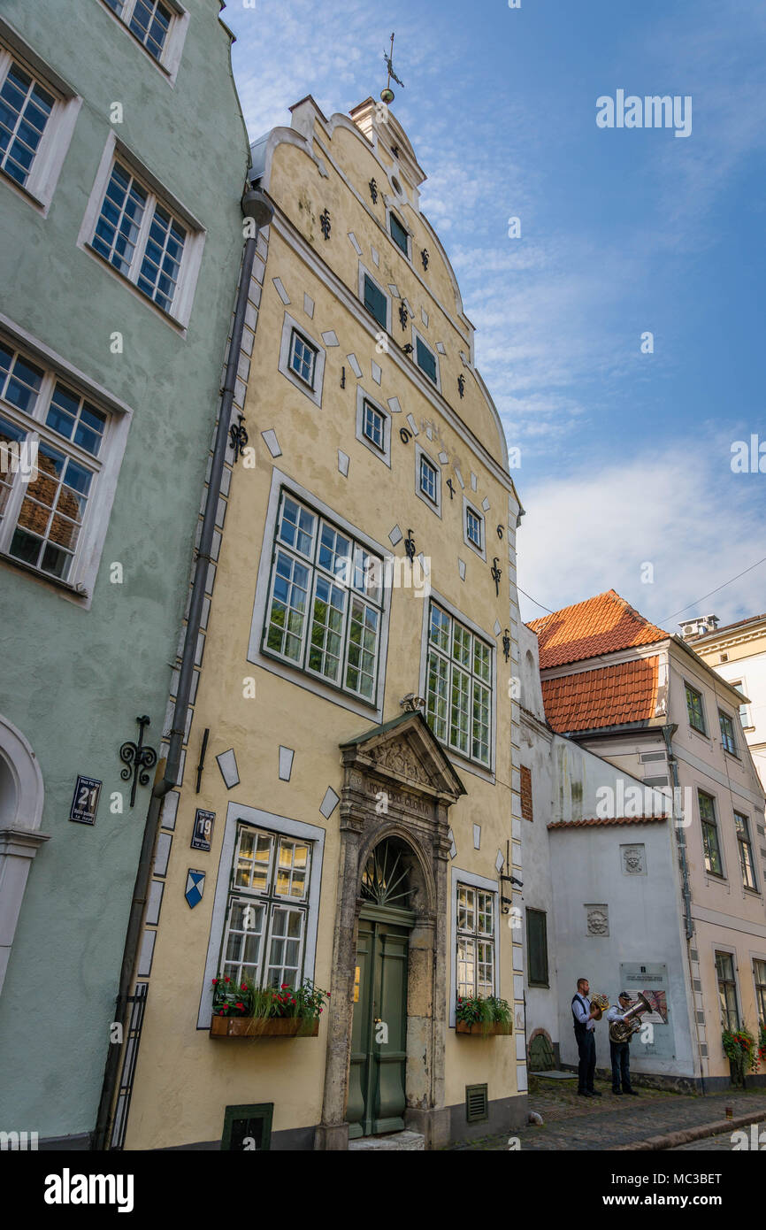 Trīs Brāļi (Three Brothers), old stone houses, with No. 17 being over ...