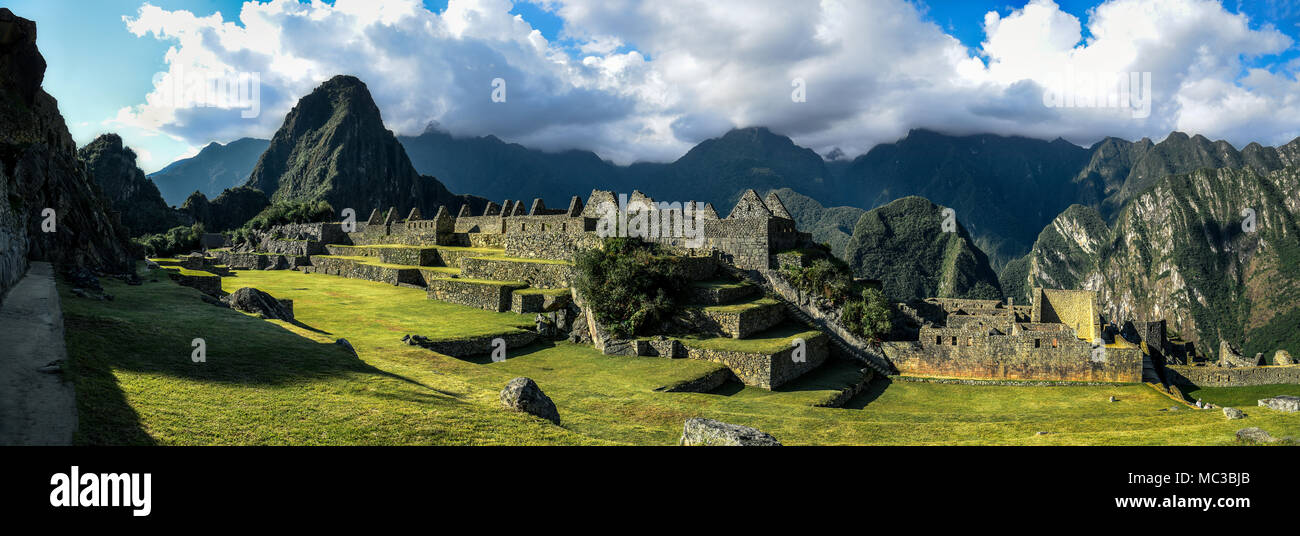Machu Picchu Peru - Panoramic View on a mountain Stock Photo - Alamy