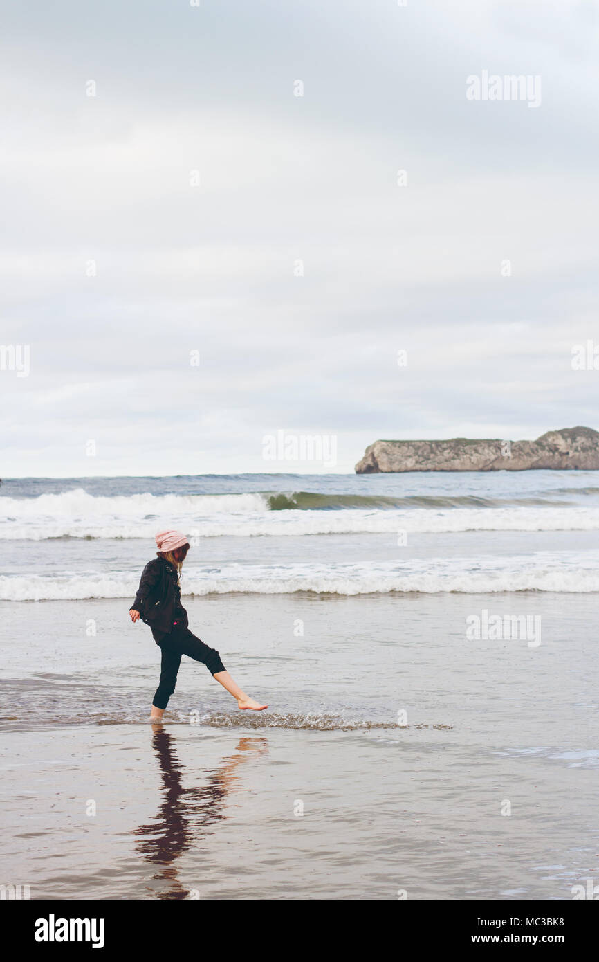 Woman enjoy autumn walking along hi-res stock photography and images ...