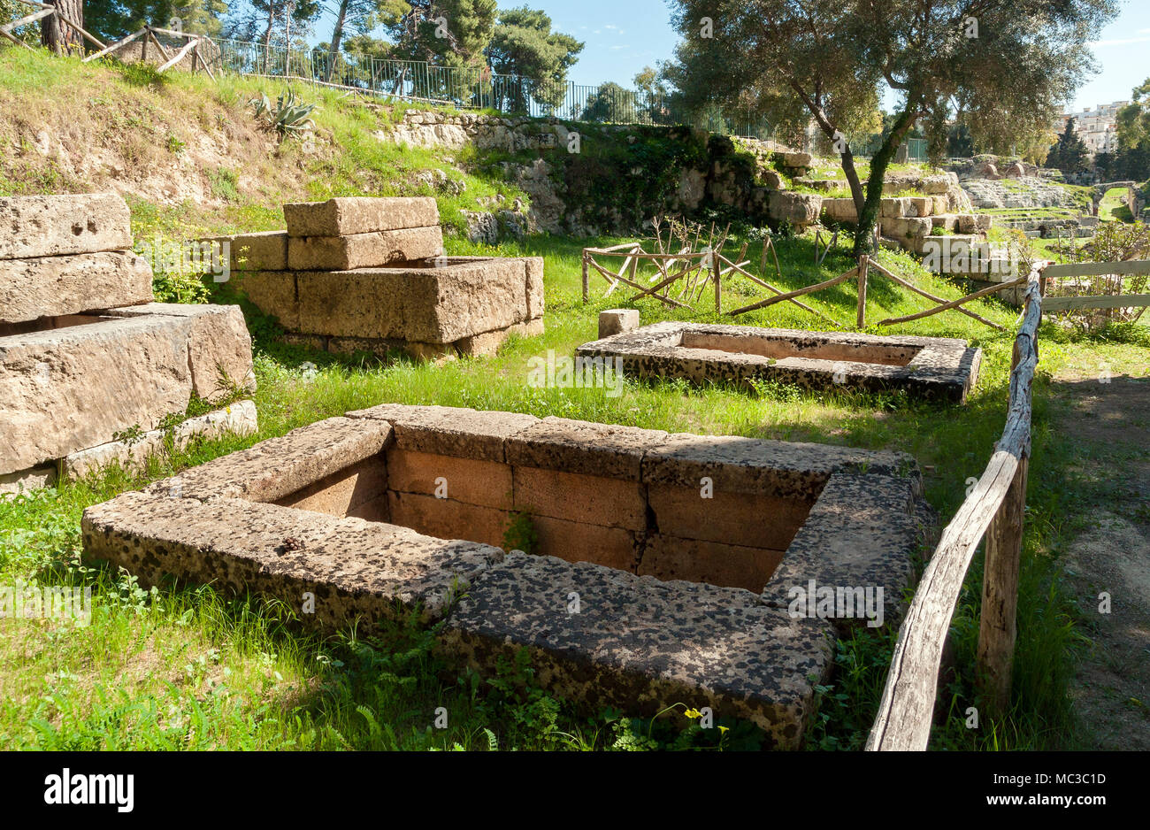 Ruins of Roman Amphitheater of Syracuse Stock Photo - Alamy