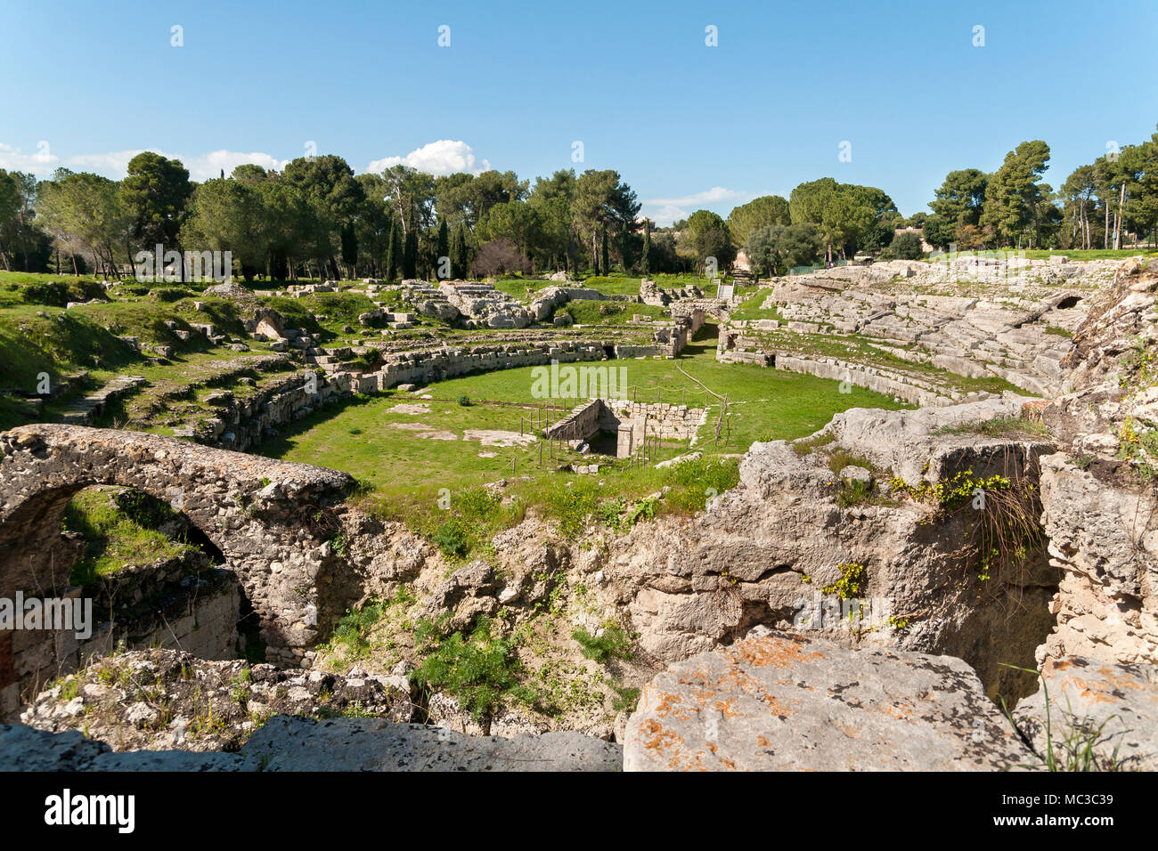 Ruins of Roman Amphitheater of Syracuse Stock Photo - Alamy