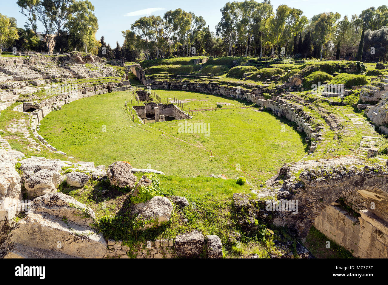 Ruins of Roman Amphitheater of Syracuse Stock Photo - Alamy