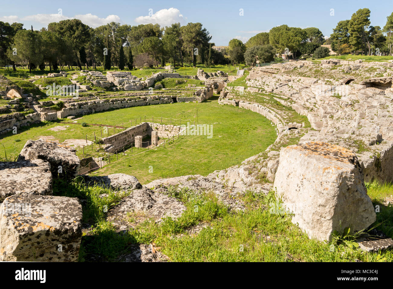 Ruins of Roman Amphitheater of Syracuse Stock Photo - Alamy