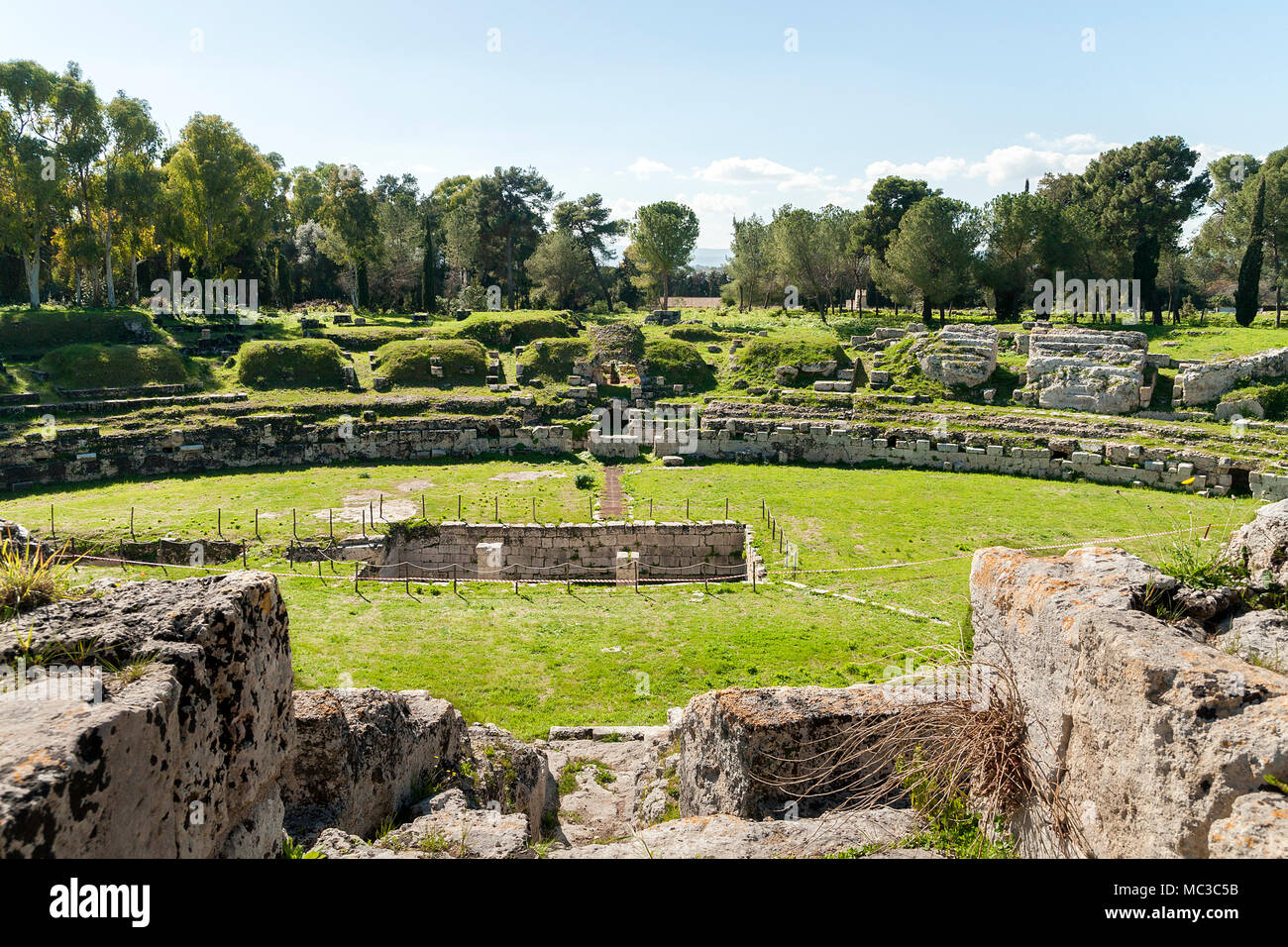 Ruins of Roman Amphitheater of Syracuse Stock Photo - Alamy